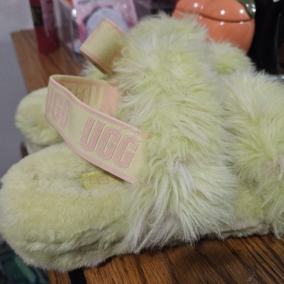 UGG | Shoes | Ugg Womens Fuzzy Oh Yeah Lime Green Slippers | Poshmark